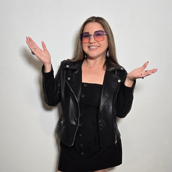 Moto Faux Leather Jacket - Black - Uplift Glam